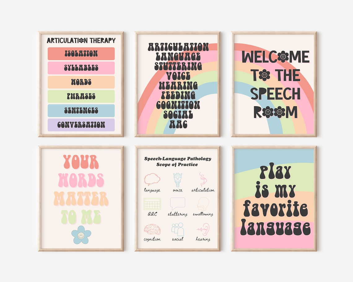 Speech Room Groovy Set of 9 Digital Prints | Speech Room Poster ...