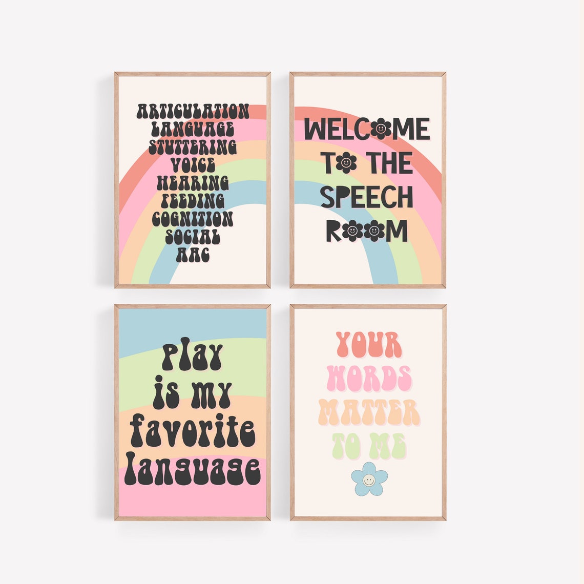 Speech Room Groovy Set of 4 Digital Prints Speech Room - Etsy