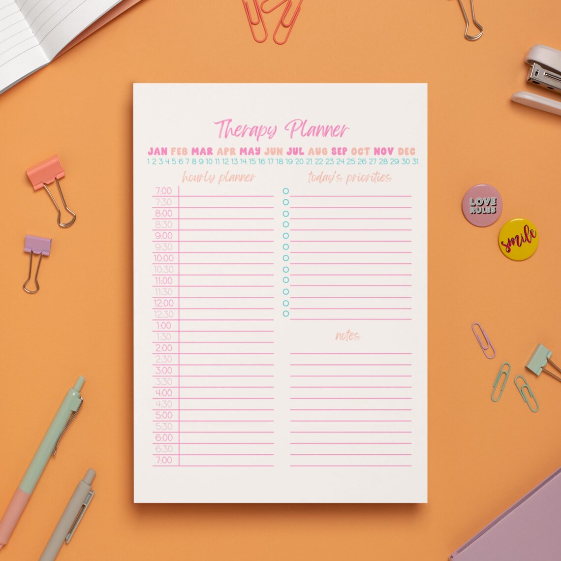 Therapy Daily Printable Digital Planner | SLP OT PT Printable Planner ...