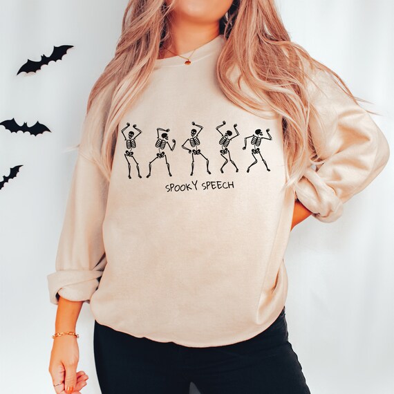 Spooky Speech Skeletons Crewneck Sweatshirt SLP Shirt - Etsy