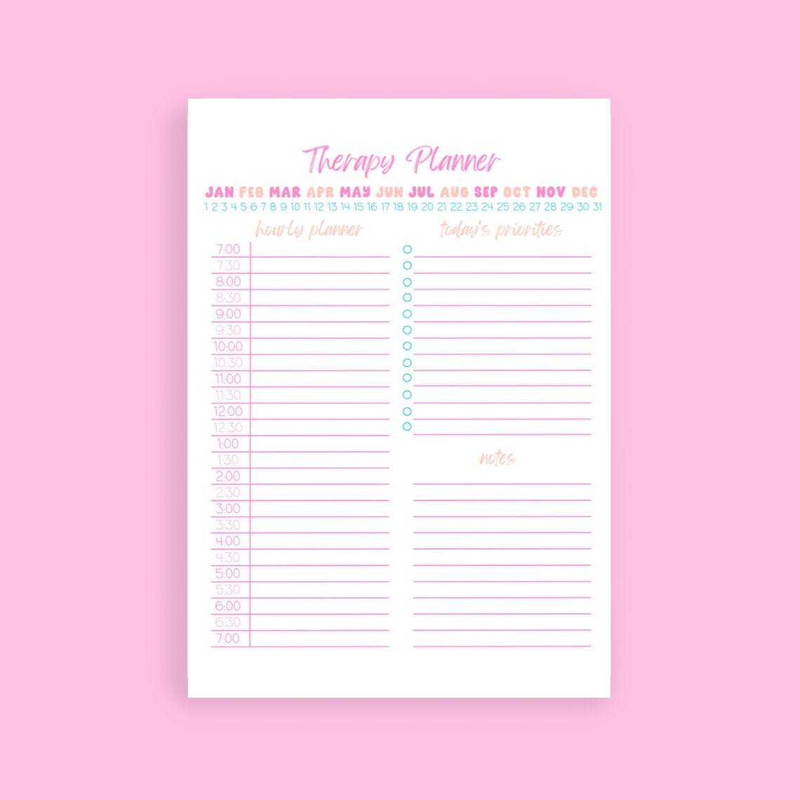 Therapy Daily Printable Digital Planner SLP OT PT Printable - Etsy