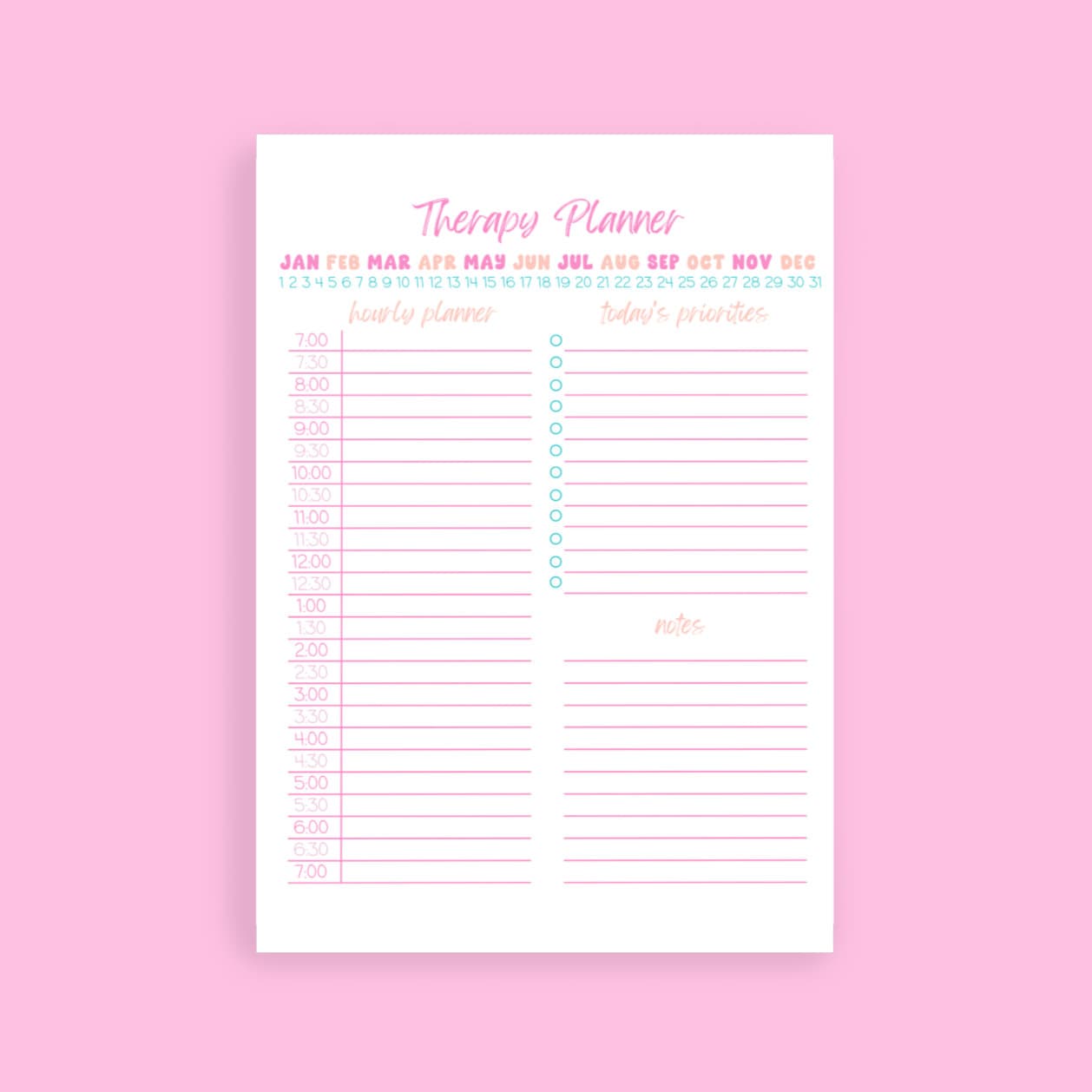 Therapy Daily Printable Digital Planner SLP OT PT Printable - Etsy