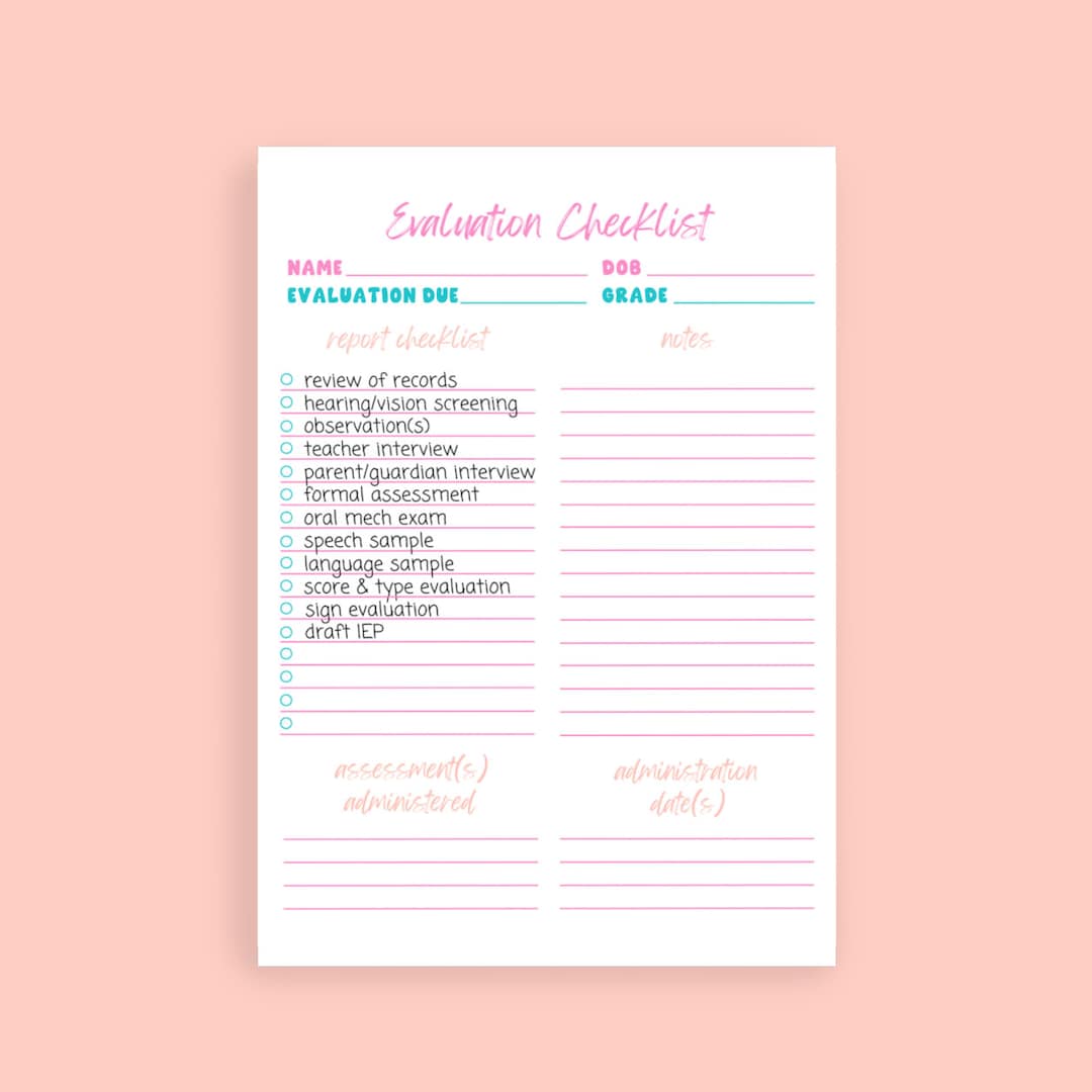 Printable Speech Language Evaluation Checklist | SLP Printable ...