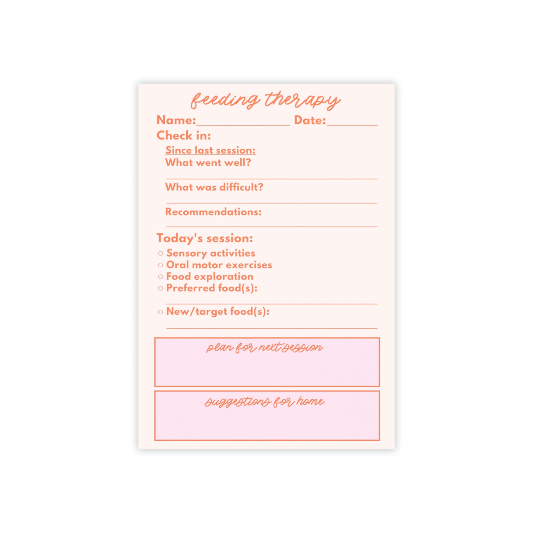 Feeding Therapy Post-it® Note Pads 4 X 6 Therapy Session - Etsy