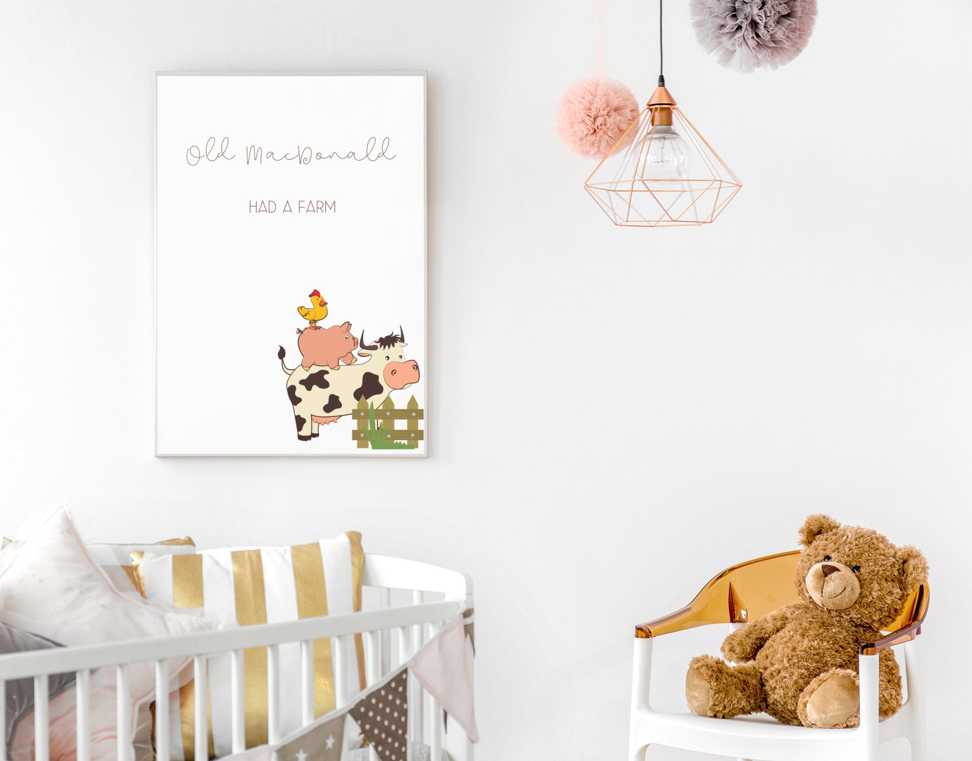 Old Macdonald Nursery Rhyme Printable Wall Art Neutral - Etsy
