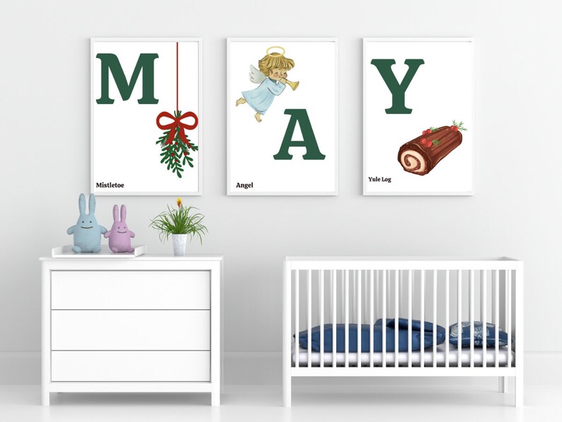 A-Z Printable Christmas Alphabet Letters, A-Z Christmas Word Cards ...
