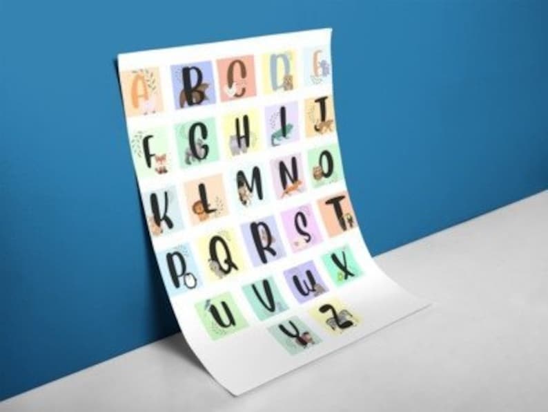 Colorful Alphabet Poster With Letter-specific Animals, ABC Poster for ...