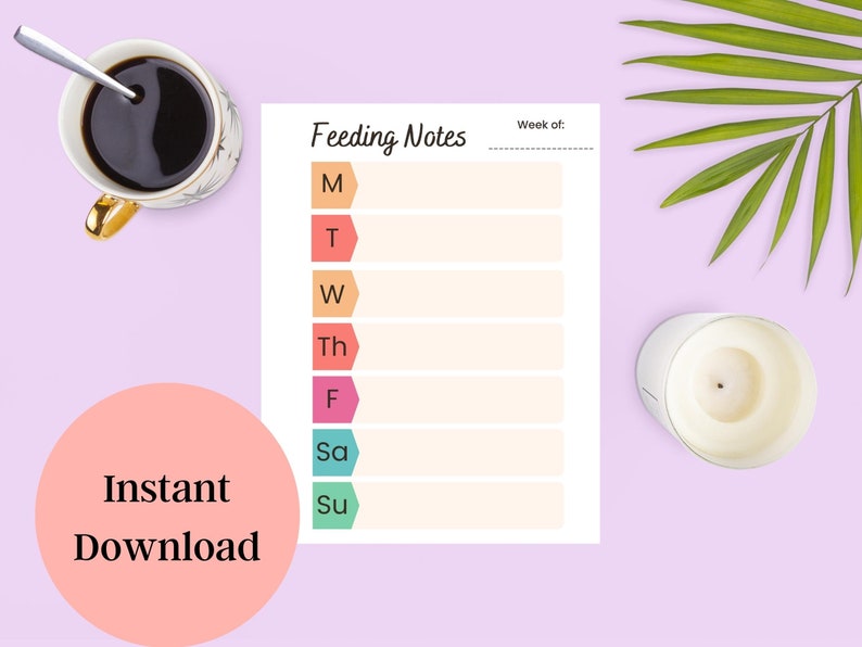 Baby Feeding Tracker DIGITAL DOWNLOAD Daily Baby Food Log - Etsy