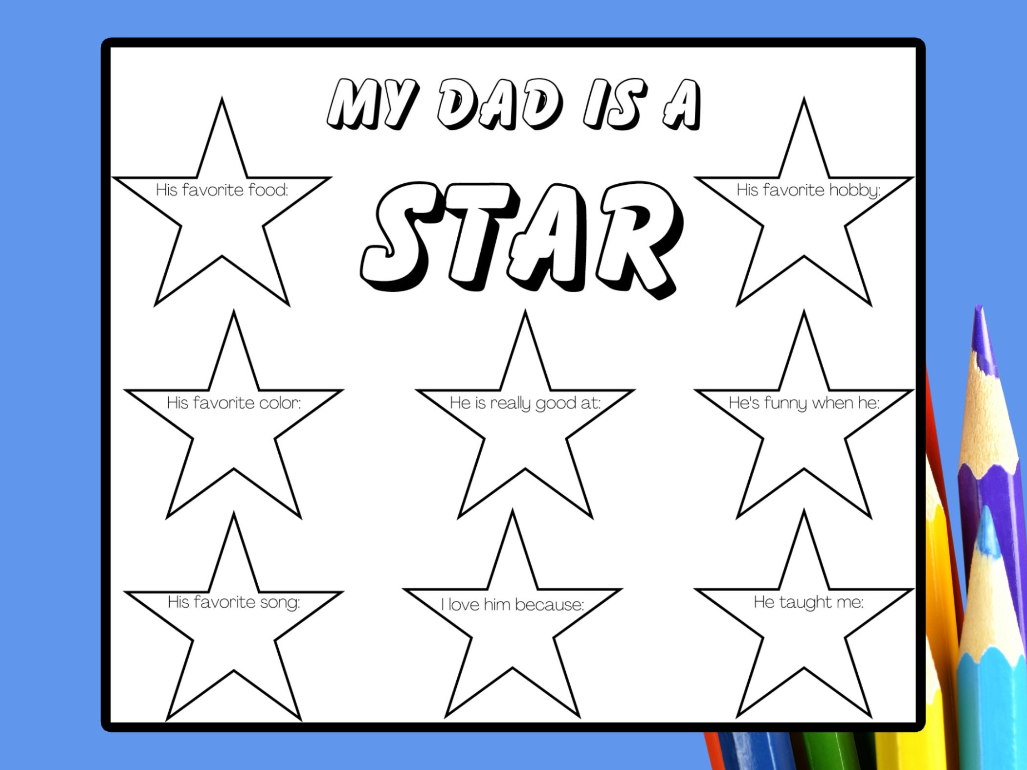 Fathers Day Gift From Kids, Dad Coloring Page Printable, All About Dad ...