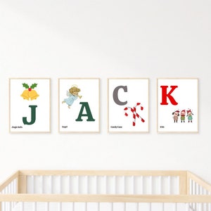 A-Z Printable Christmas Alphabet Letters, A-Z Christmas Word Cards ...