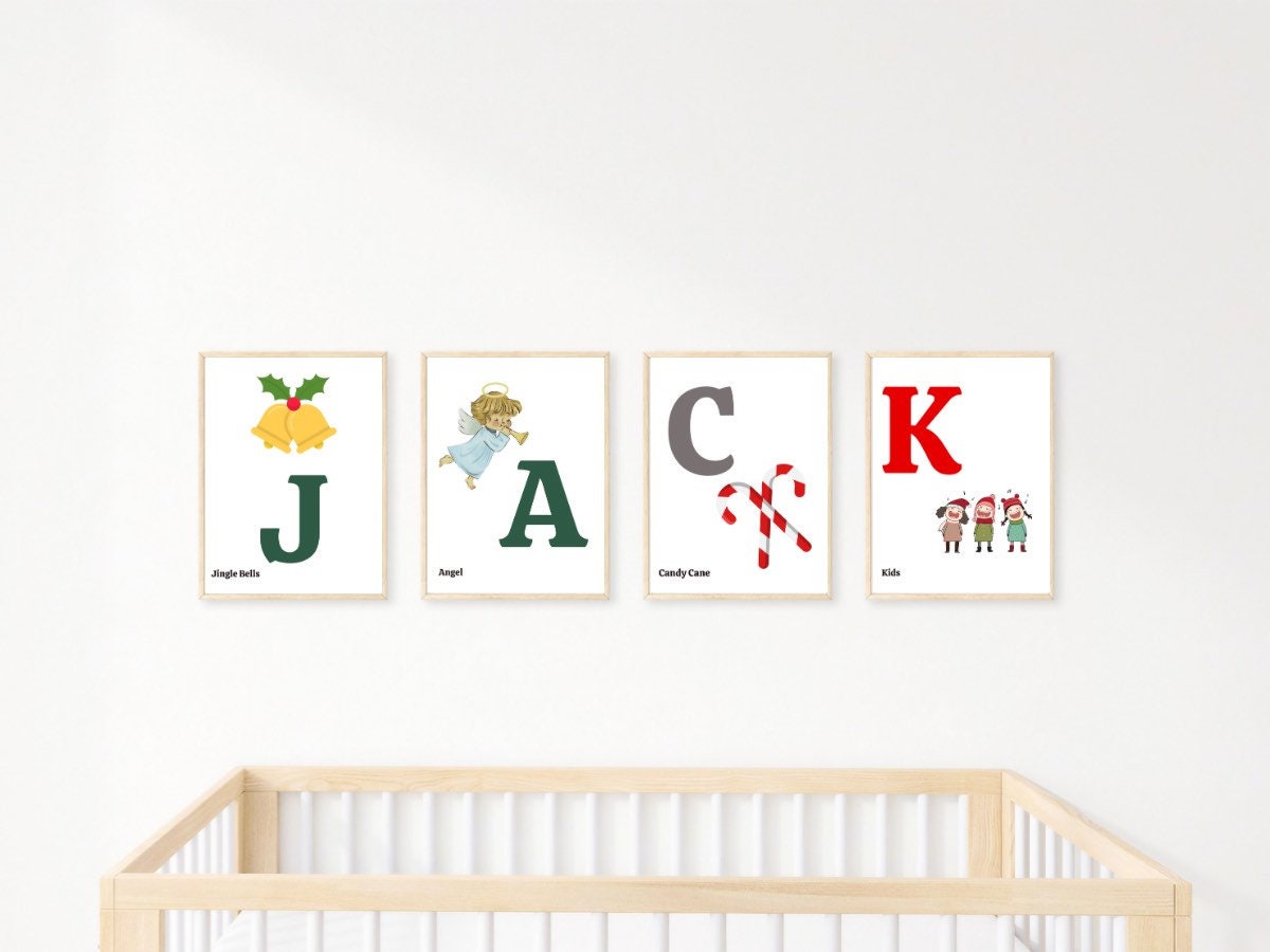 A-Z Printable Christmas Alphabet Letters, A-Z Christmas Word Cards ...