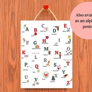 A-Z Printable Christmas Alphabet Letters, A-Z Christmas Word Cards ...