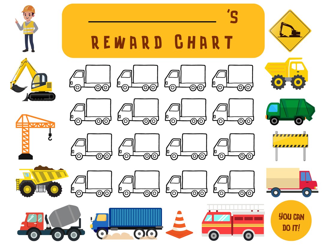 Truck Reward Chart for Kids Toddler Behavior Chart Cars - Etsy
