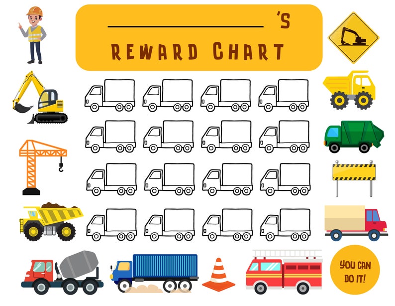 Truck Reward Chart for Kids Toddler Behavior Chart Cars - Etsy