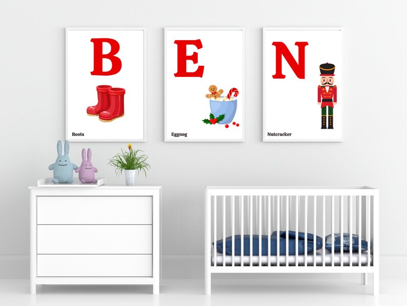 A-Z Printable Christmas Alphabet Letters, A-Z Christmas Word Cards ...