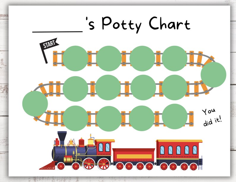 Train Potty Progress Tracker, Boy Potty Training Sticker Chart, Toddler ...