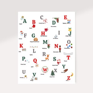 Christmas Alphabet Poster for Kids, Kids Room Christmas Decor ...