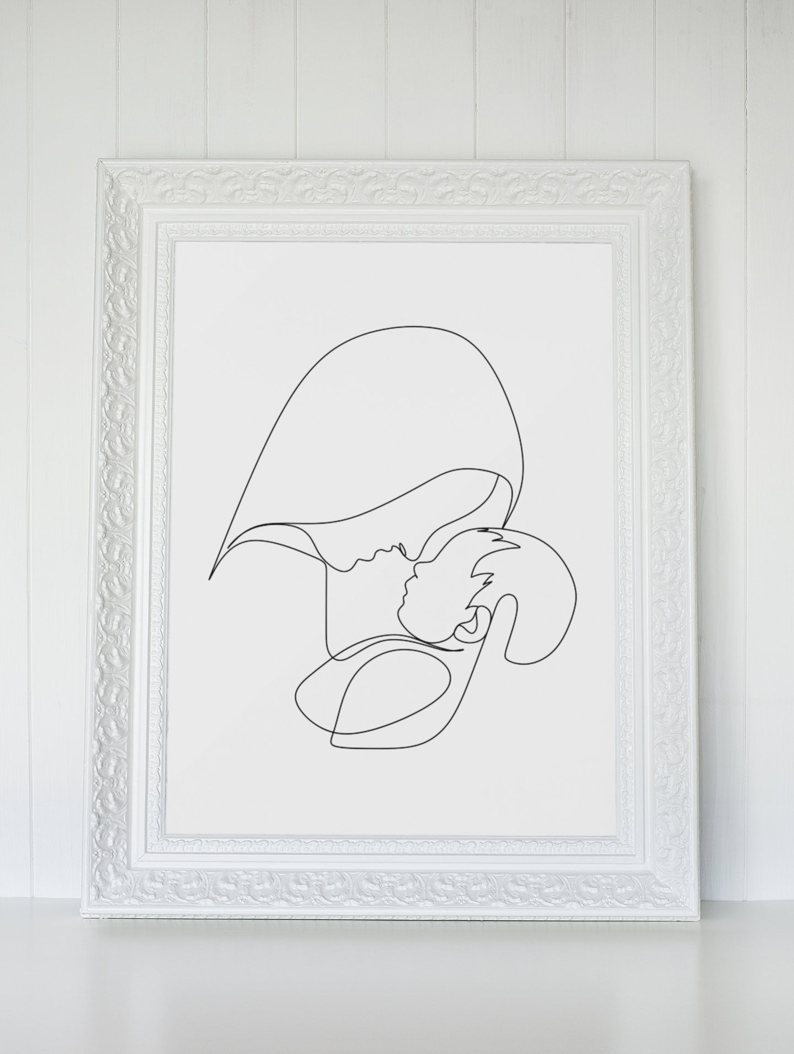 Mommy and Me Line Drawing, Gift for Expecting Mom, Line Wall Art for ...