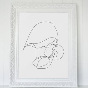 Mommy and Me Line Drawing, Gift for Expecting Mom, Line Wall Art for ...