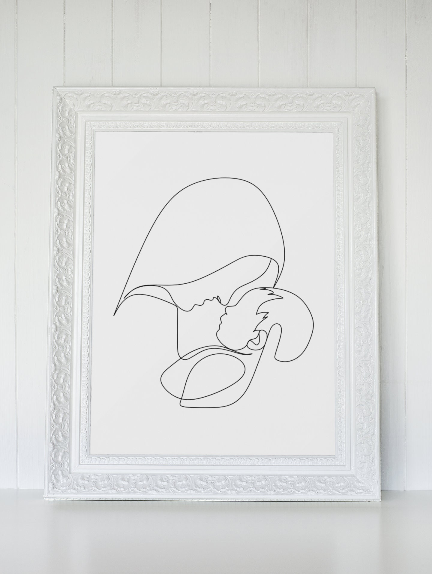 Mommy and Me Line Drawing, Gift for Expecting Mom, Line Wall Art for ...