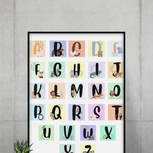 Colorful Alphabet Poster With Letter-specific Animals, ABC Poster for ...