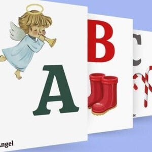 A-Z Printable Christmas Alphabet Letters, A-Z Christmas Word Cards ...