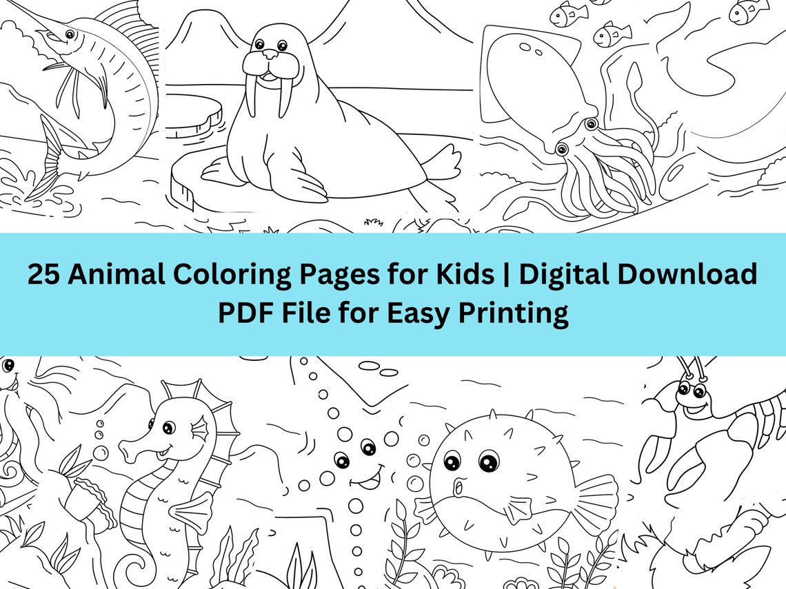 15 Sea Creature Coloring Pages for Kids, Printable PDF With 15 Pages ...