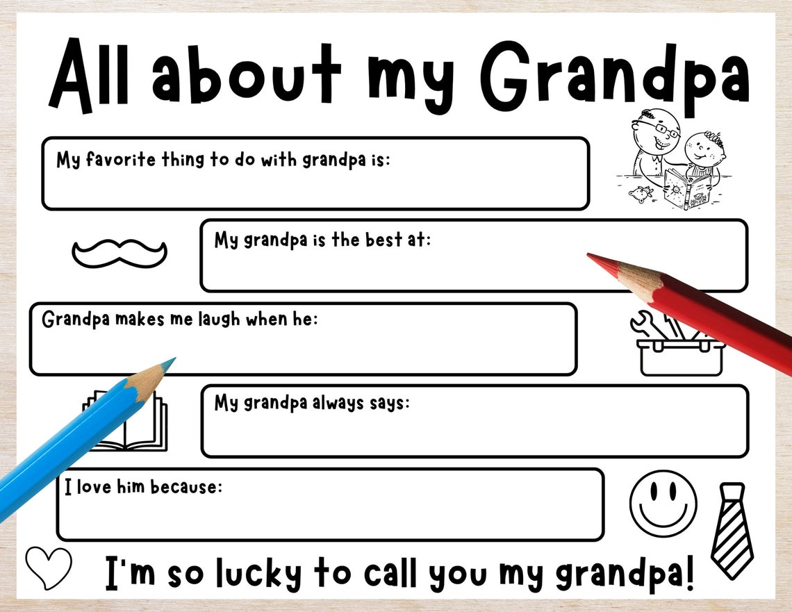 All About My Grandpa Printable, Gift From Grandkids, DIY Fathers Day ...