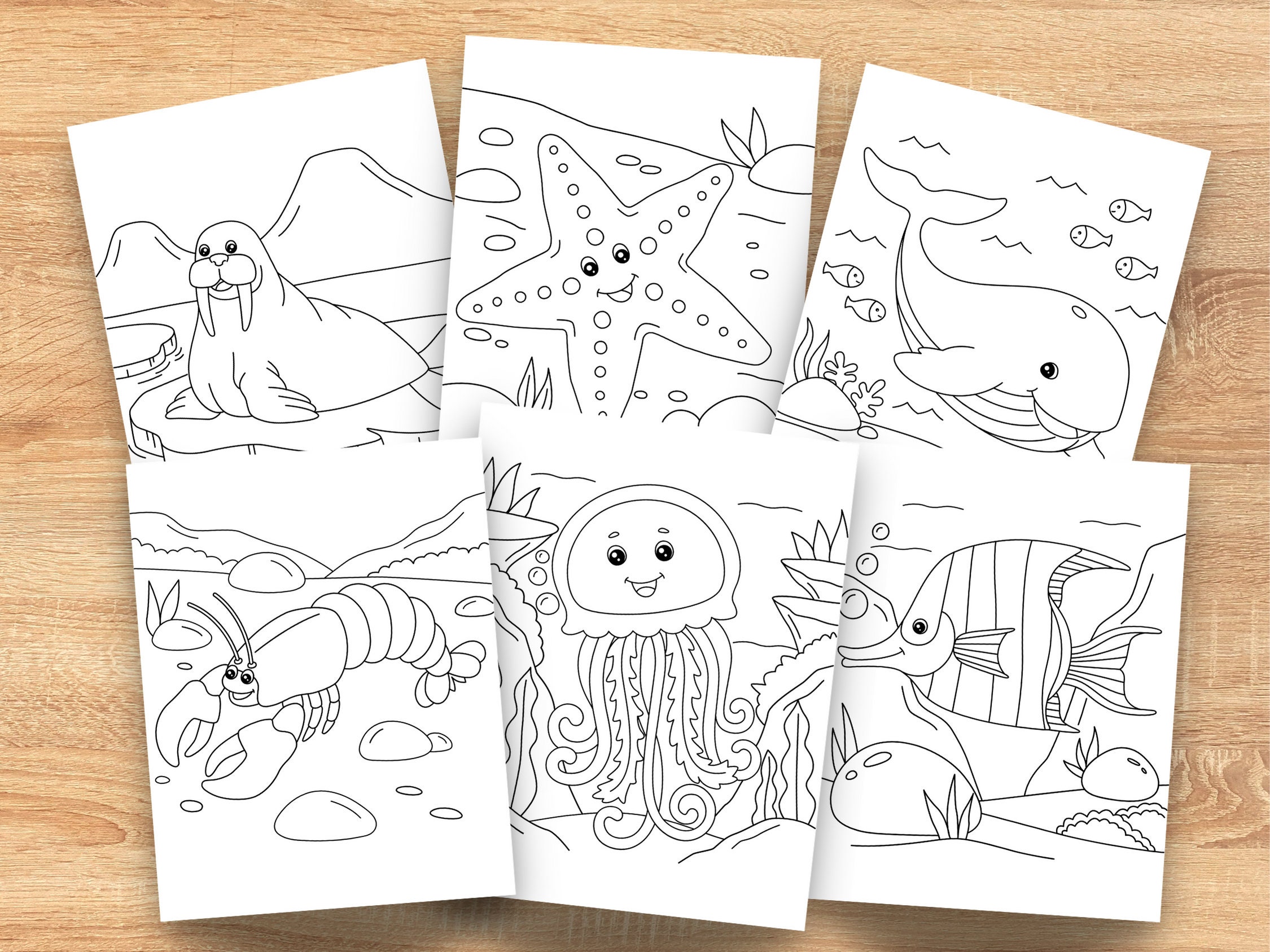 15 Sea Creature Coloring Pages for Kids, Printable PDF With 15 Pages ...