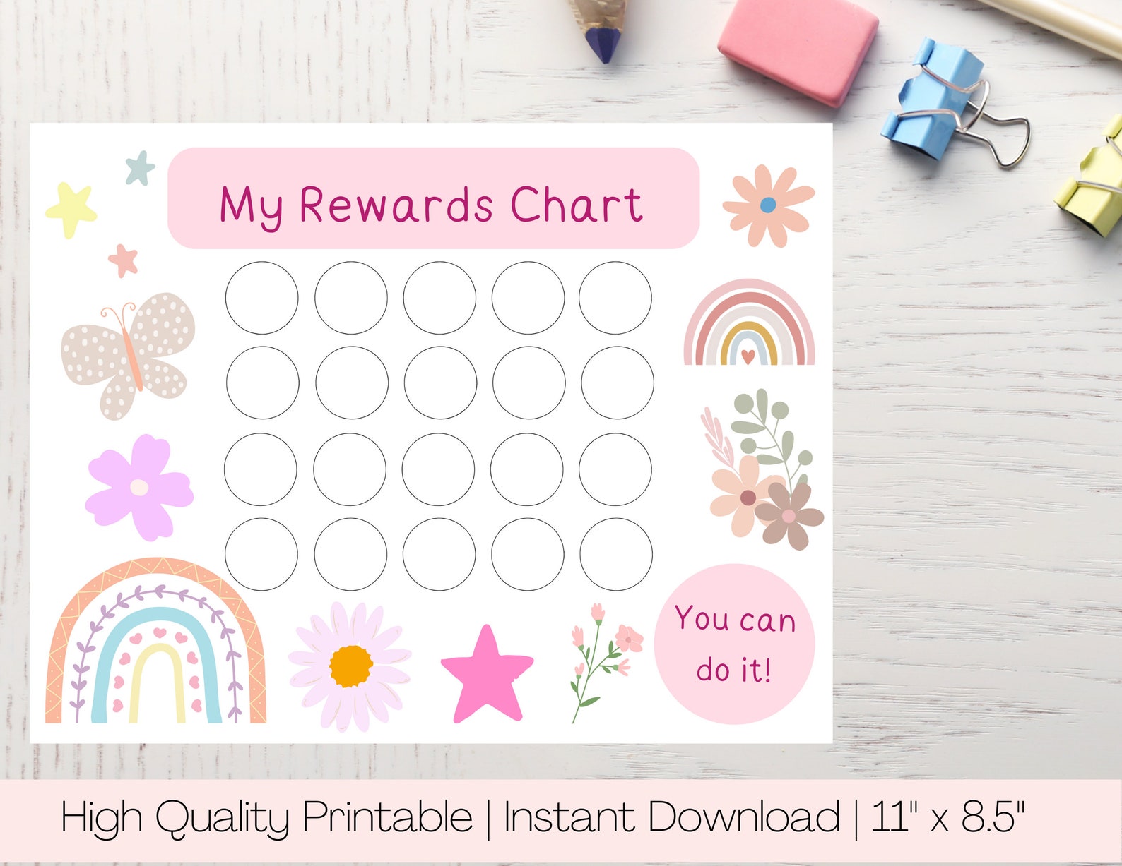 Girl Potty Training Chart, Toddler Behavior Chart, Reward Chart for ...