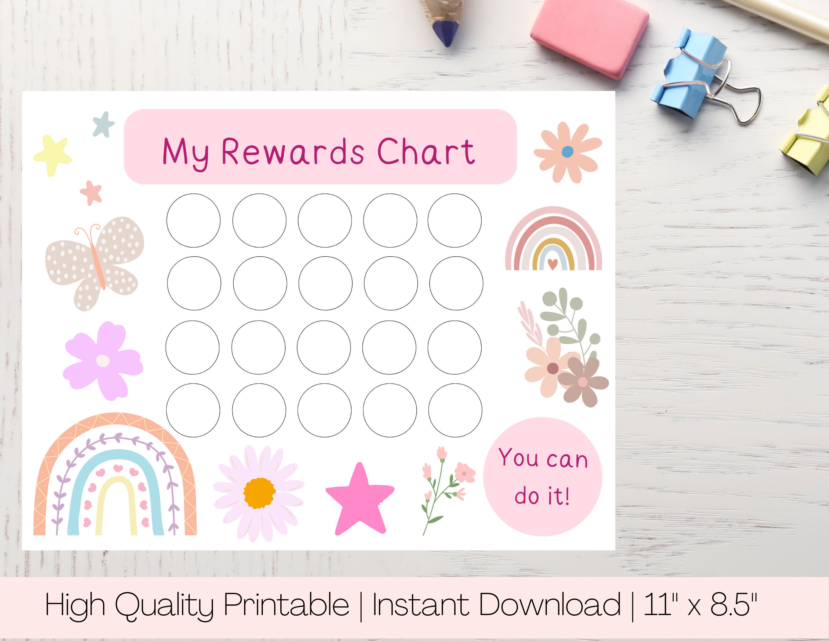 Girl Potty Training Chart, Toddler Behavior Chart, Reward Chart for ...