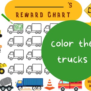 Truck Reward Chart for Kids, Toddler Behavior Chart, Cars Reward Chart ...