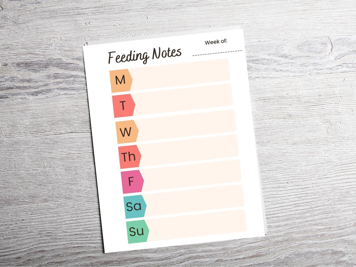Baby Feeding Tracker DIGITAL DOWNLOAD Daily Baby Food Log - Etsy