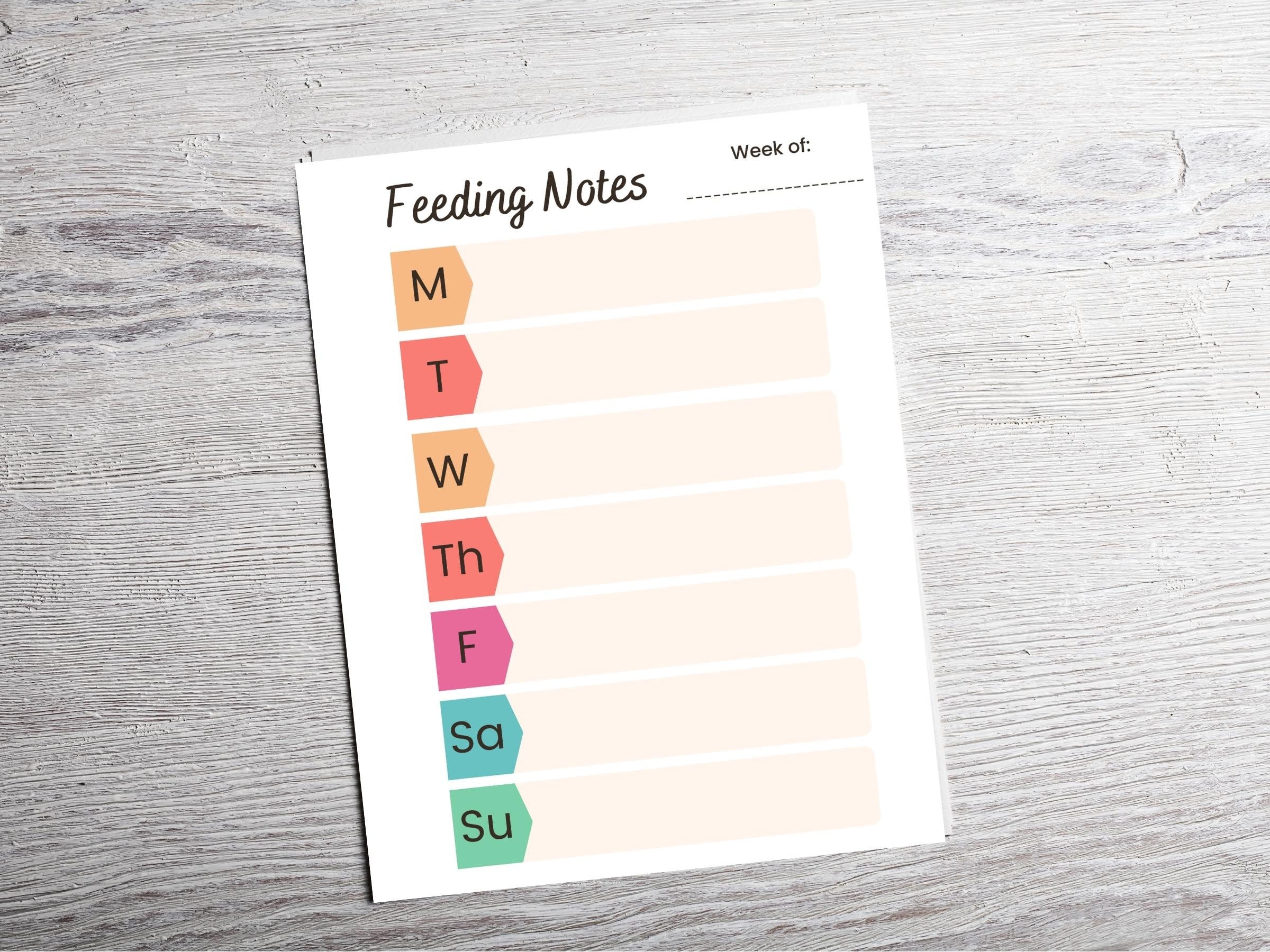 Baby Feeding Tracker DIGITAL DOWNLOAD Daily Baby Food Log - Etsy