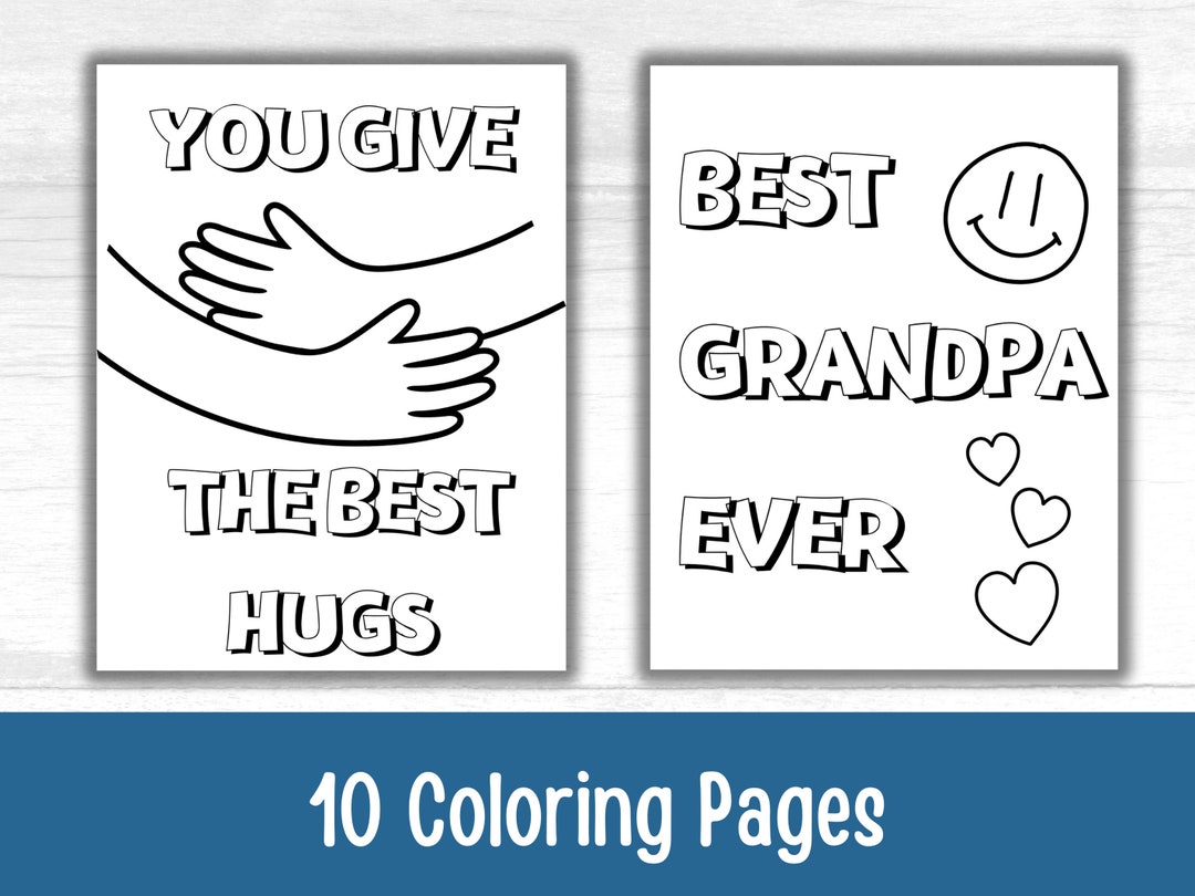 10 Grandpa Printable Coloring Pages, Gift From Grandkids, DIY Fathers ...