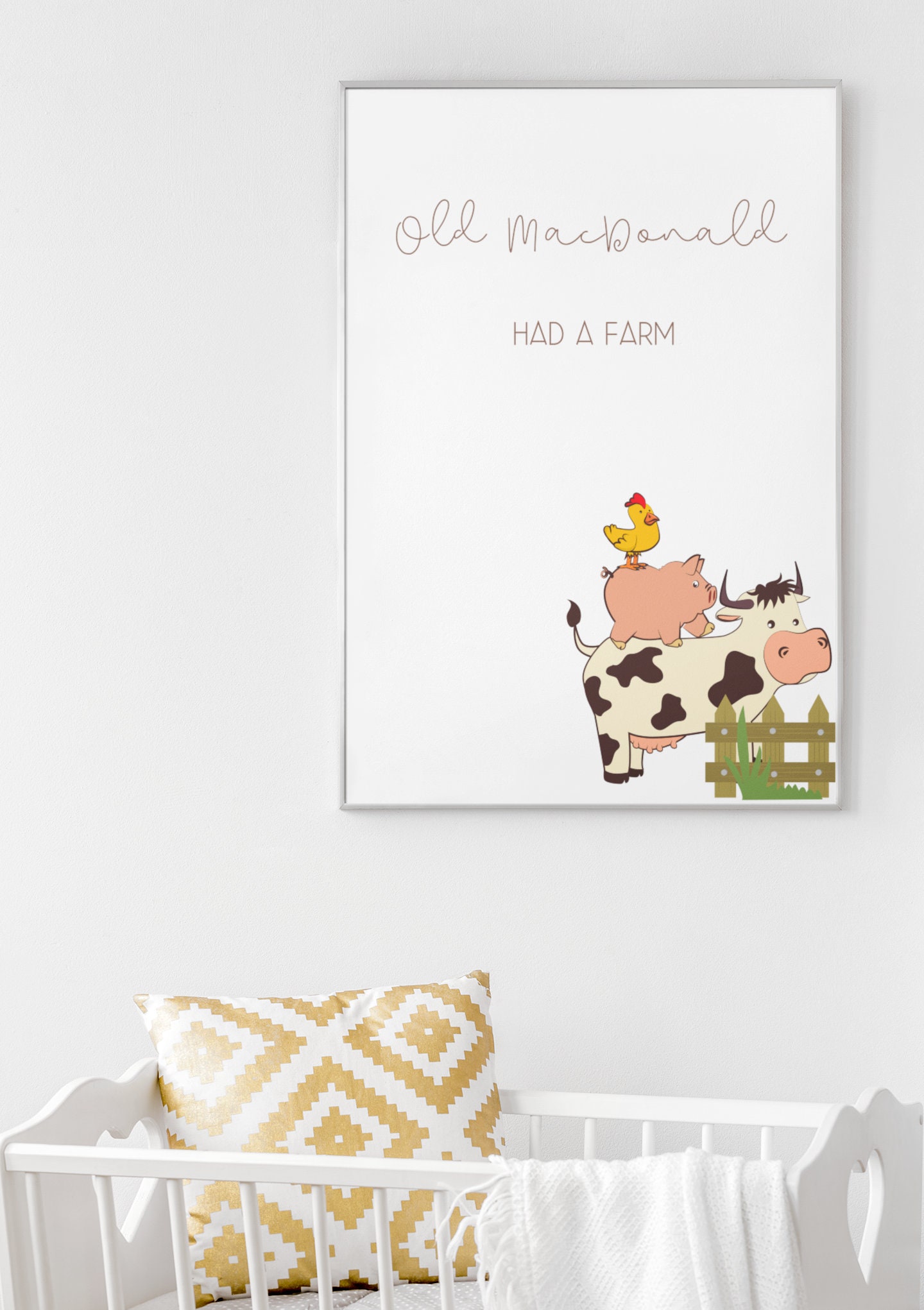 Old Macdonald Nursery Rhyme Printable Wall Art Neutral - Etsy