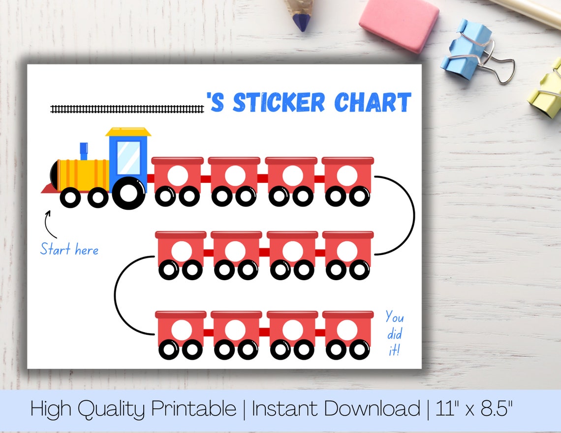 Train Reward Chart for Kids, Toddler Behavior Chart, Boy Potty Reward ...