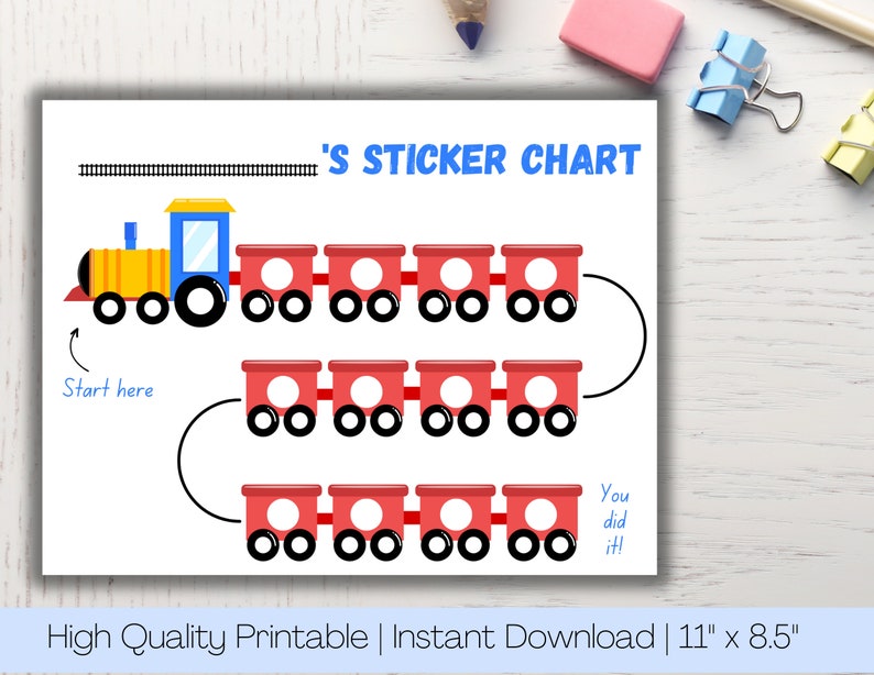Train Reward Chart for Kids, Toddler Behavior Chart, Boy Potty Reward ...