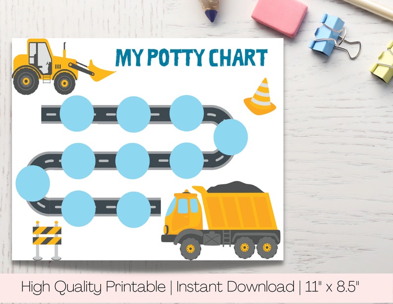 Truck Theme Potty Chart Printable for Toddlers, Sticker Chart, Digital ...