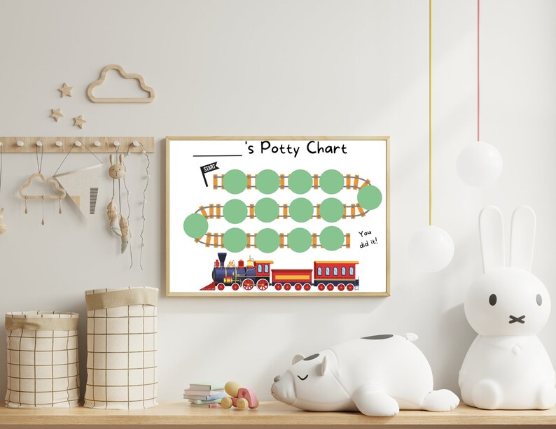 Train Potty Progress Tracker, Boy Potty Training Sticker Chart, Toddler ...
