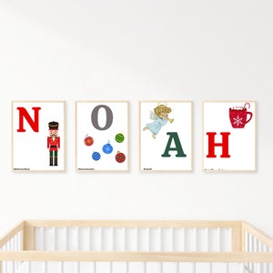 A-Z Printable Christmas Alphabet Letters, A-Z Christmas Word Cards ...