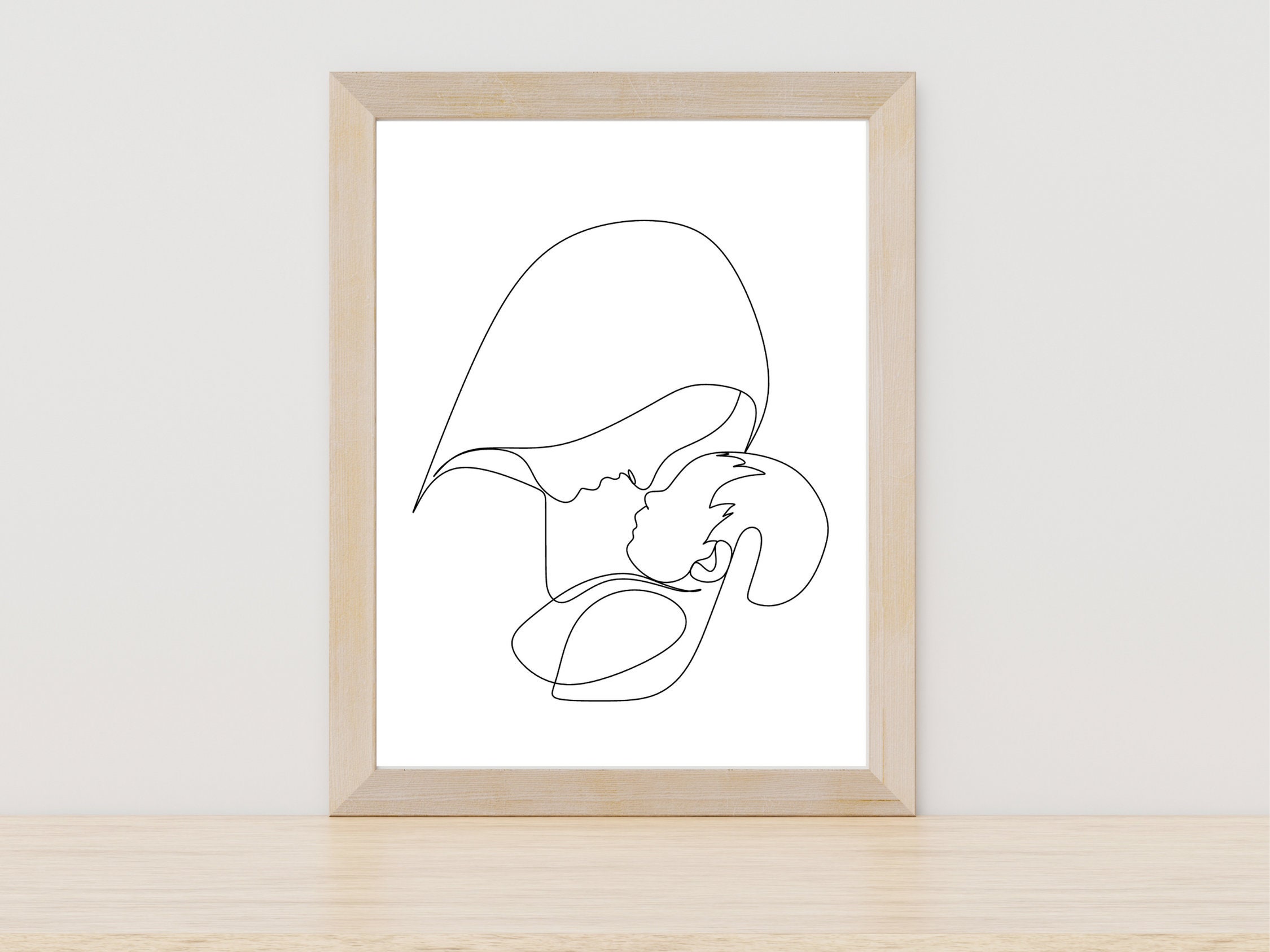 Mommy and Me Line Drawing, Gift for Expecting Mom, Line Wall Art for ...