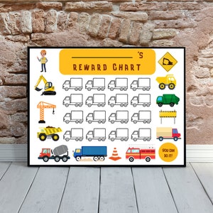 Truck Reward Chart for Kids, Toddler Behavior Chart, Cars Reward Chart ...