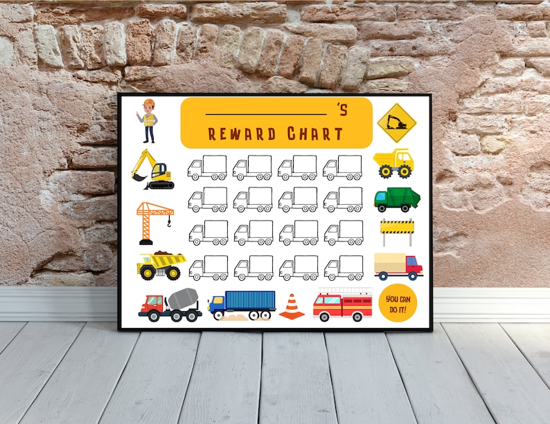 Truck Reward Chart for Kids, Toddler Behavior Chart, Cars Reward Chart ...