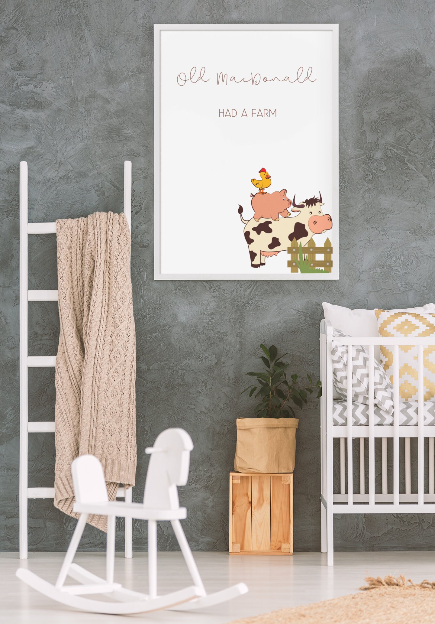 Old Macdonald Nursery Rhyme Printable Wall Art Neutral - Etsy