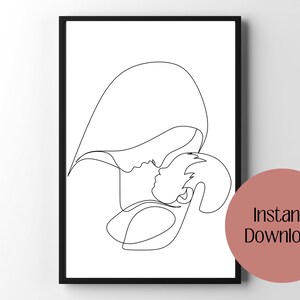 Mommy and Me Line Drawing, Gift for Expecting Mom, Line Wall Art for ...