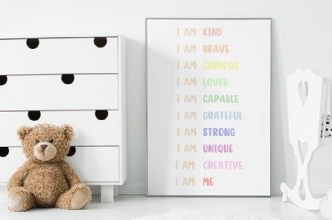 Positive Affirmation Wall Art Printable Design for Kids Bedroom ...