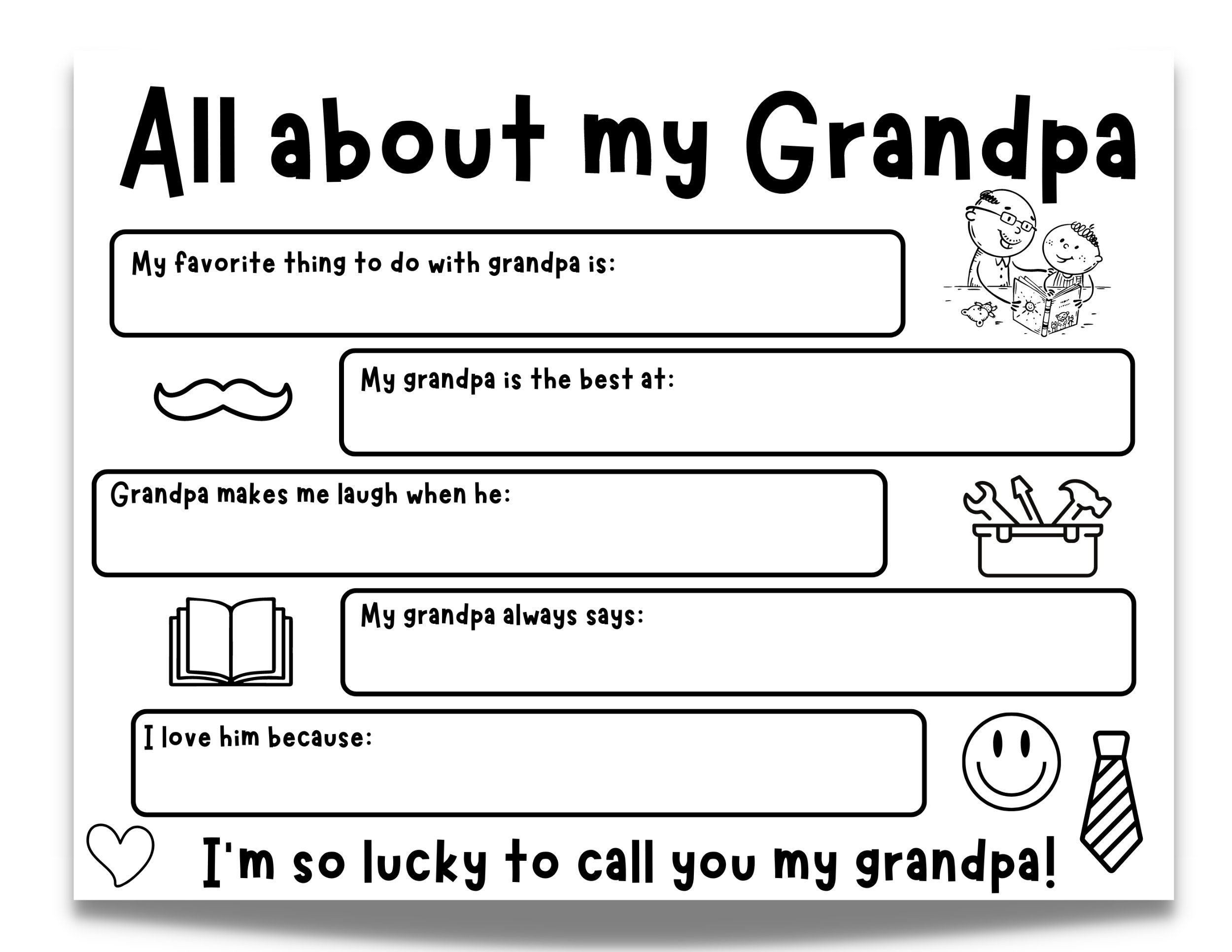 All About My Grandpa Printable, Gift From Grandkids, DIY Fathers Day ...
