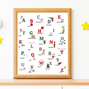 Christmas Alphabet Poster for Kids, Kids Room Christmas Decor ...