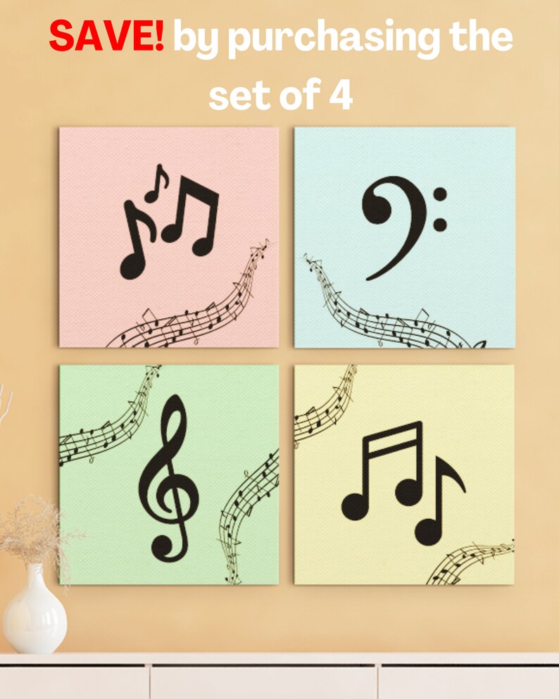 Musical Notes Wall Art, Music Nursery Decor, Digital Art for Baby, Kids ...